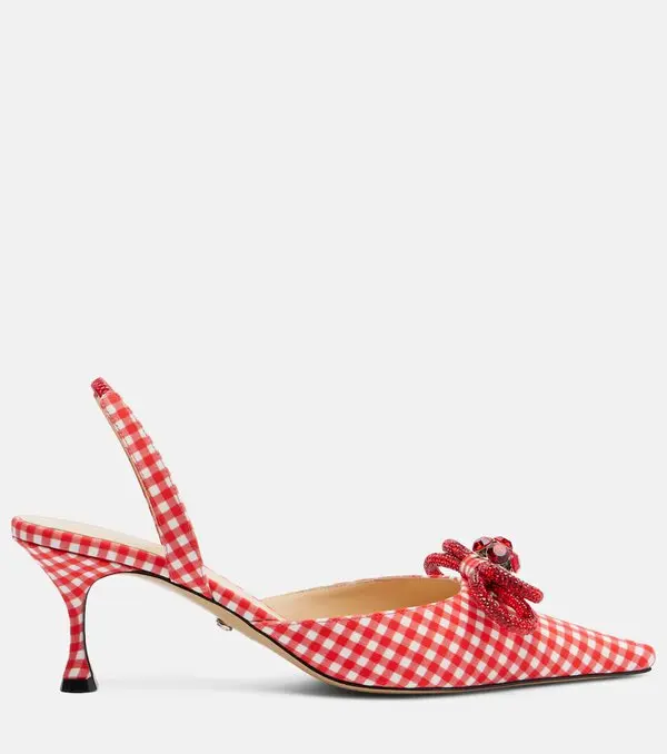Mach & Mach Double Bow Gingham Slingback Pumps