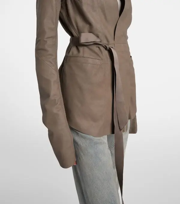 Rick Owens Hollywood Virgin Wool-trimmed Leather Blazer