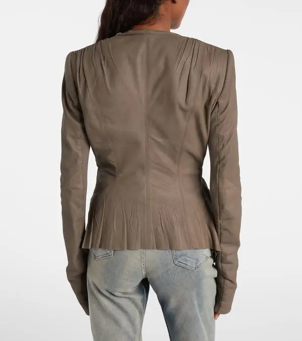 Rick Owens Hollywood Virgin Wool-trimmed Leather Blazer