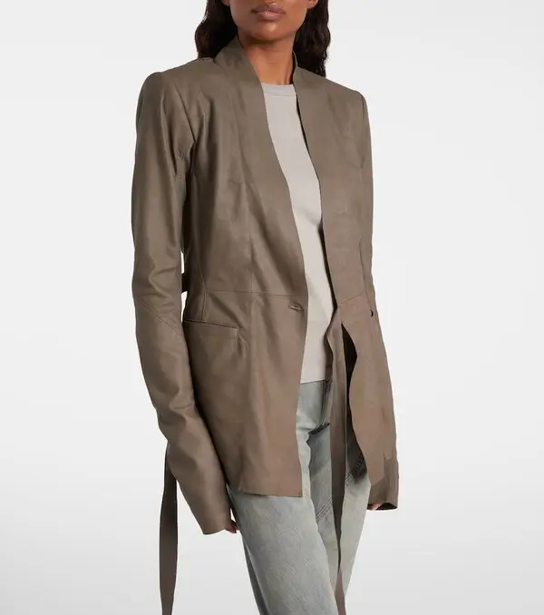 Rick Owens Hollywood Virgin Wool-trimmed Leather Blazer