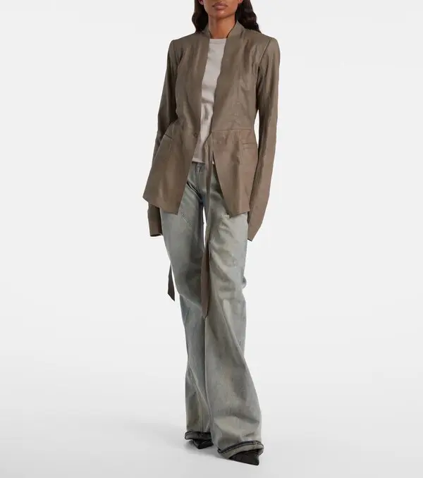 Rick Owens Hollywood Virgin Wool-trimmed Leather Blazer