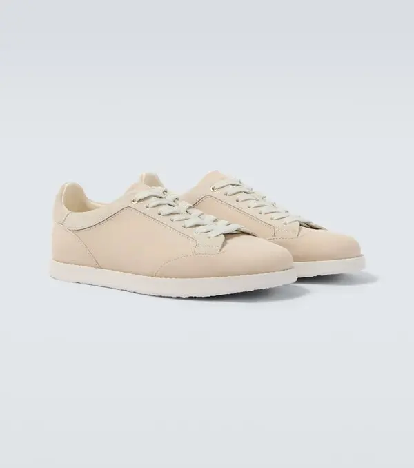Brunello Cucinelli Suede-trimmed Leather Sneakers - Beige