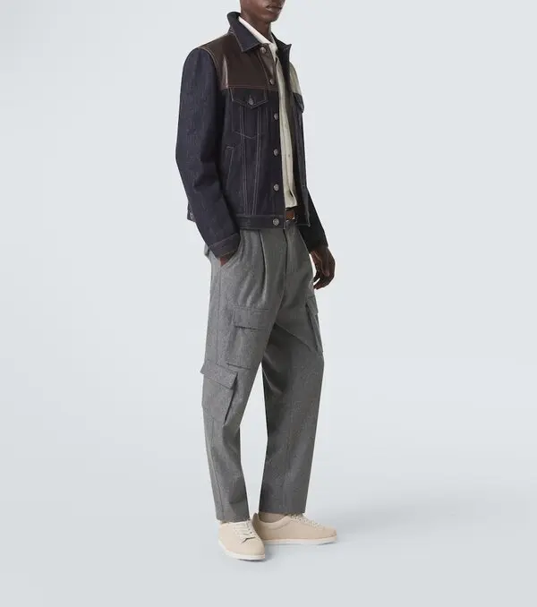 Brunello Cucinelli Suede-trimmed Leather Sneakers - Beige