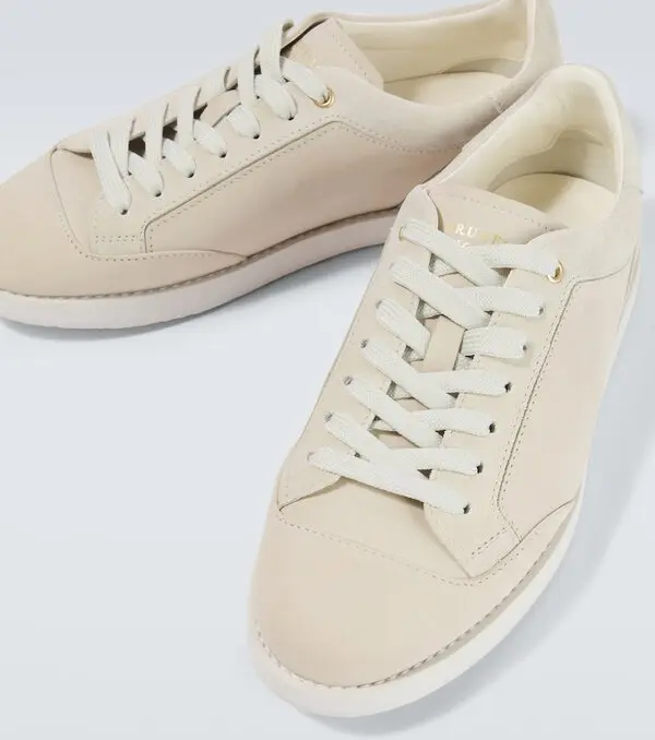 Brunello Cucinelli Suede-trimmed Leather Sneakers - Beige