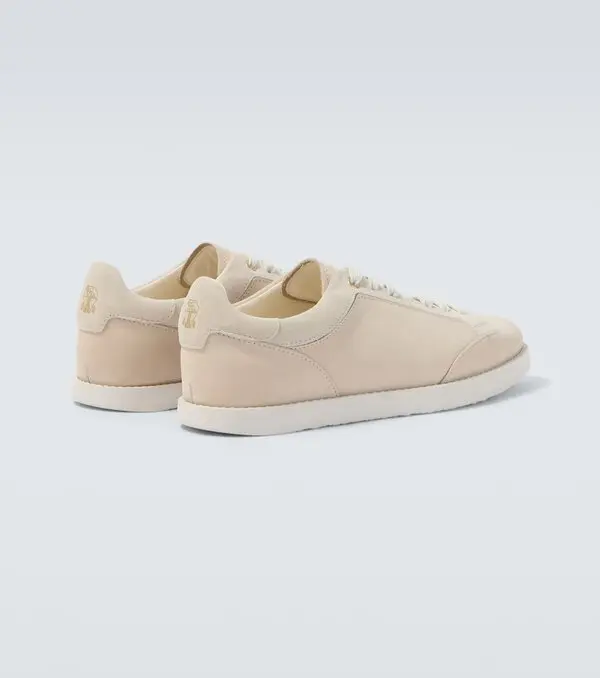 Brunello Cucinelli Suede-trimmed Leather Sneakers - Beige