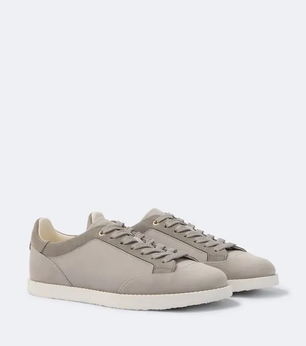 Brunello Cucinelli Suede-trimmed Leather Sneakers - Grey