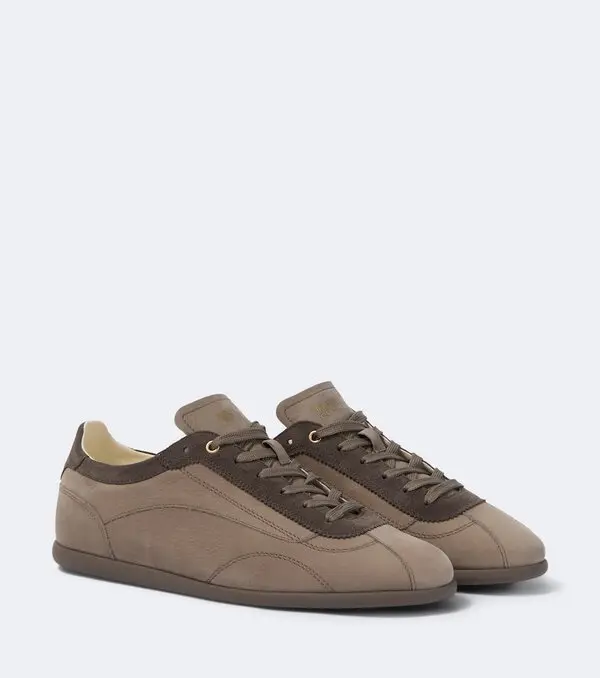 Brunello Cucinelli Suede-trimmed Leather Sneakers - Grey