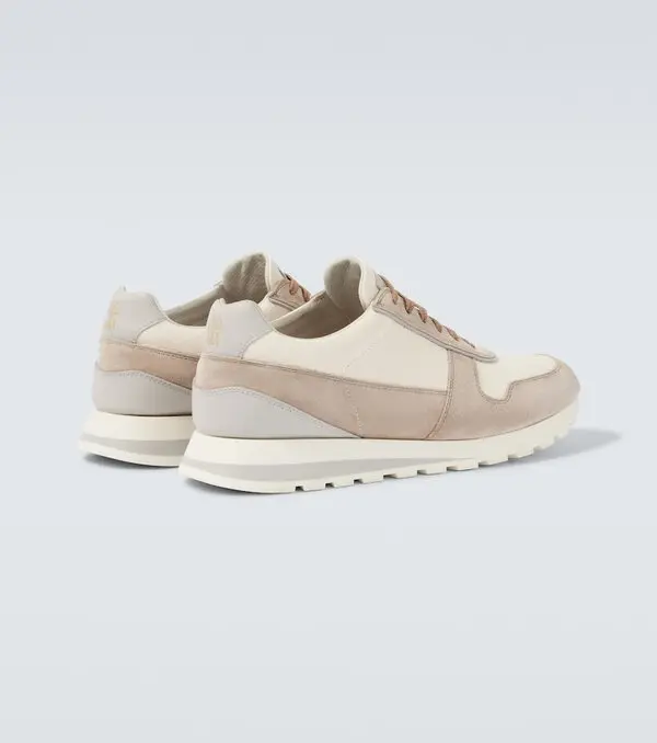 Brunello Cucinelli Suede-trimmed Leather Sneakers - Neutrals