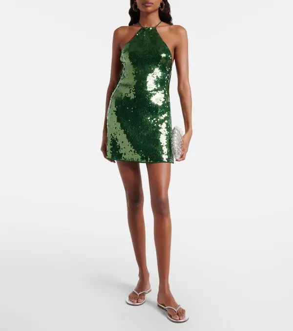 Oseree Marylin Sequined Halterneck Mini Dress