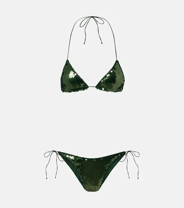 Oseree Marylin Sequined Bikini - Green