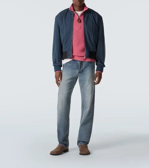 JW Anderson Bomber Jacket In Washed Navy - Blue