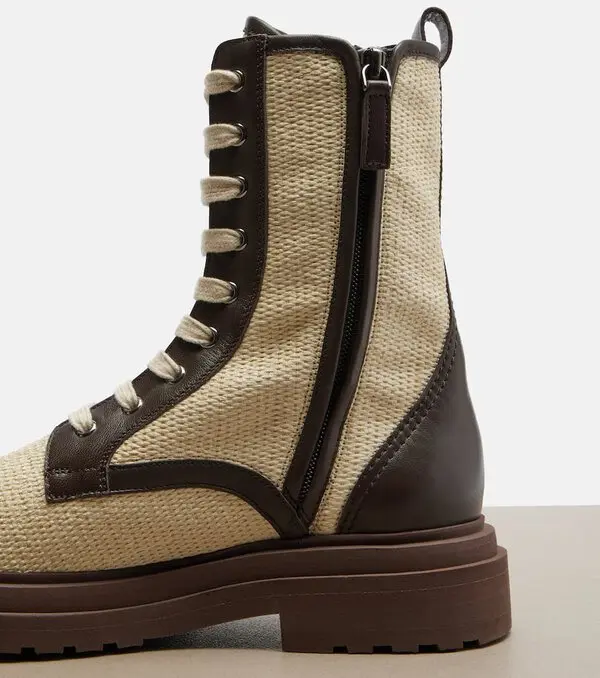 Brunello Cucinelli Leather-trimmed Lace-up Boots