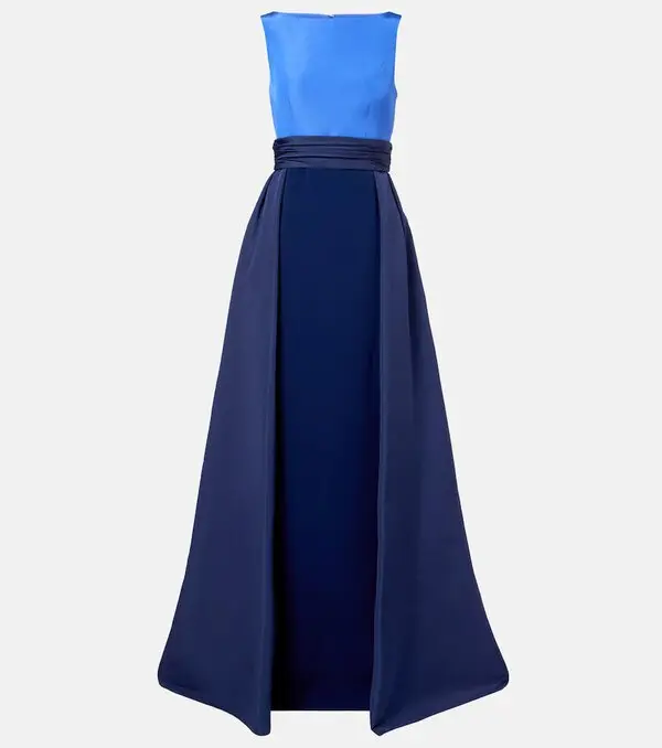 Carolina Herrera Colorblocked Silk Faille Gown - Blue