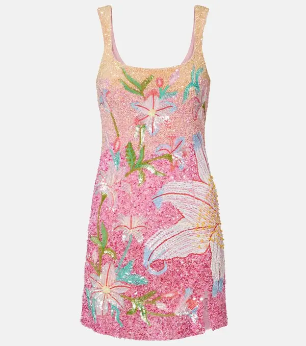 LA FUORI Là Fuori Floral Sequined Minidress - Multicoloured