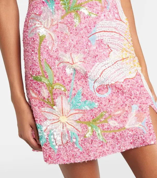 LA FUORI Là Fuori Floral Sequined Minidress - Multicoloured