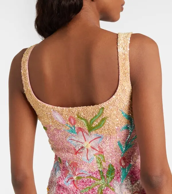 LA FUORI Là Fuori Floral Sequined Minidress - Multicoloured