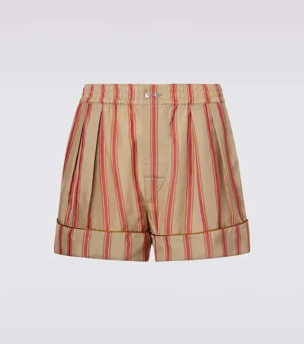 Saint Laurent Striped Twill Shorts - Beige