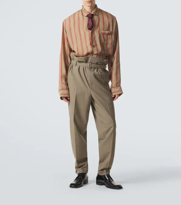 Saint Laurent Striped Twill Shorts - Beige
