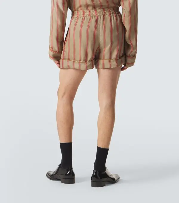 Saint Laurent Striped Twill Shorts - Beige