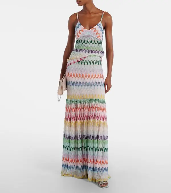 Missoni Tiered Lamé Maxi Skirt - Multicoloured