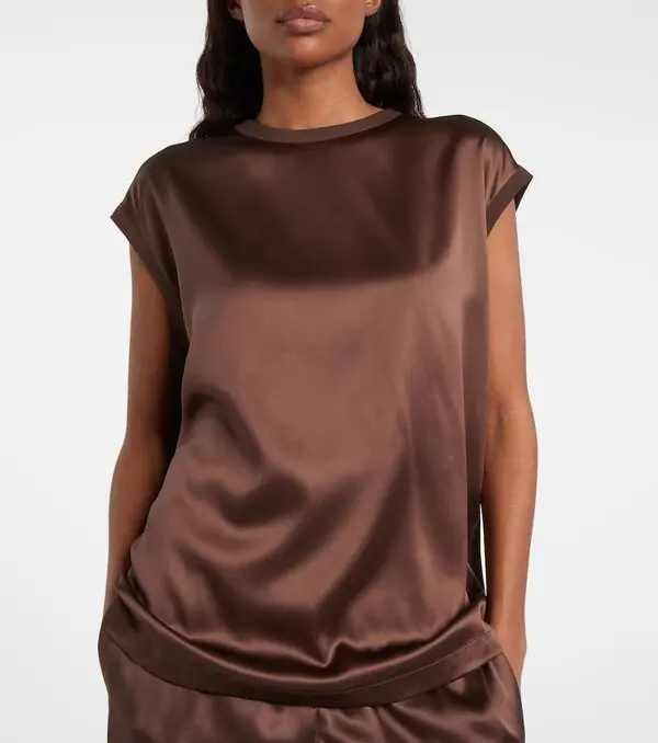 Brunello Cucinelli Silk-blend Satin Top