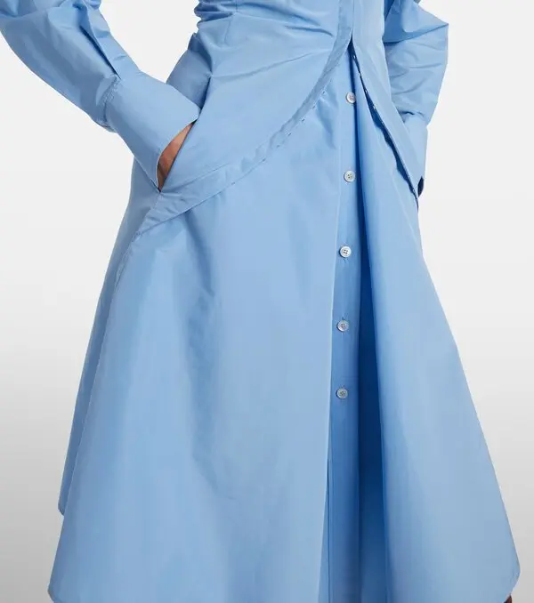 Alexander McQueen Cotton-blend Taffeta Shirt Dress - Blue