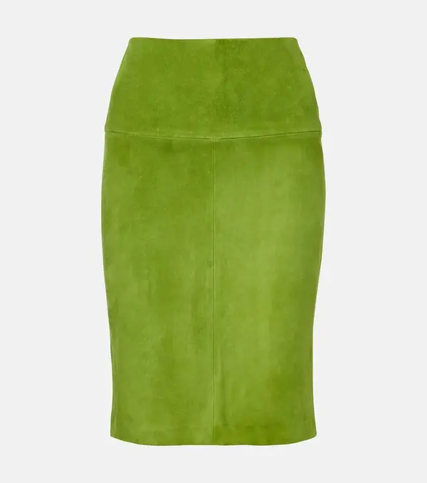 Stouls Gin Suede Midi Skirt - Green