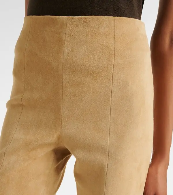 Stouls Suede Flared Pants - Beige