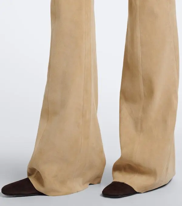Stouls Suede Flared Pants - Beige