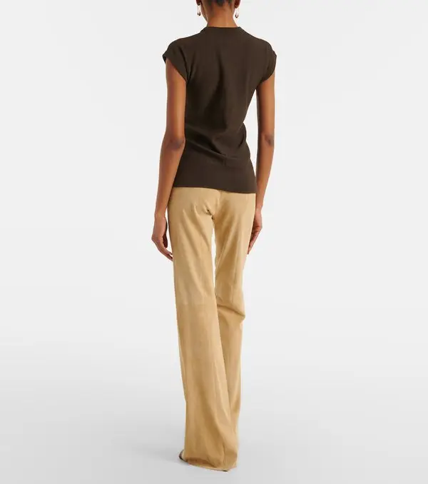 Stouls Suede Flared Pants - Beige