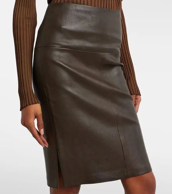 Stouls Gin Leather Midi Skirt