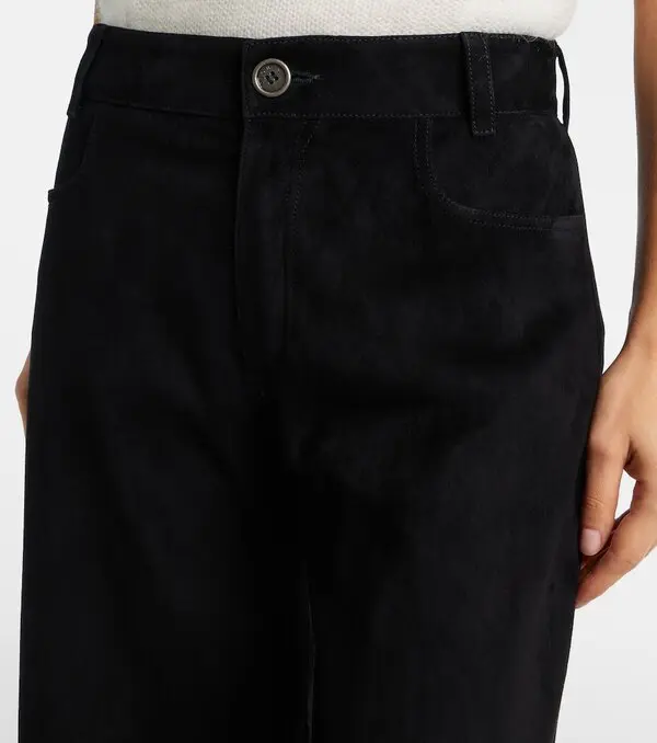 Stouls Lilou Cropped Wide-leg Suede Pants