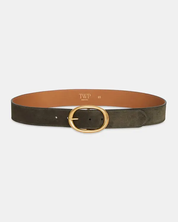 TWP Wide Belt In Suede - Military