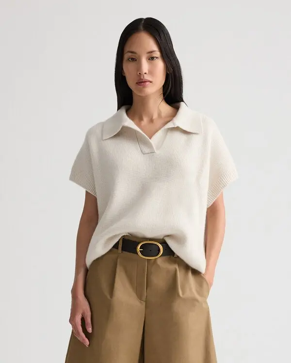 TWP Supersized Polo In Italian Cashmere - Ivory