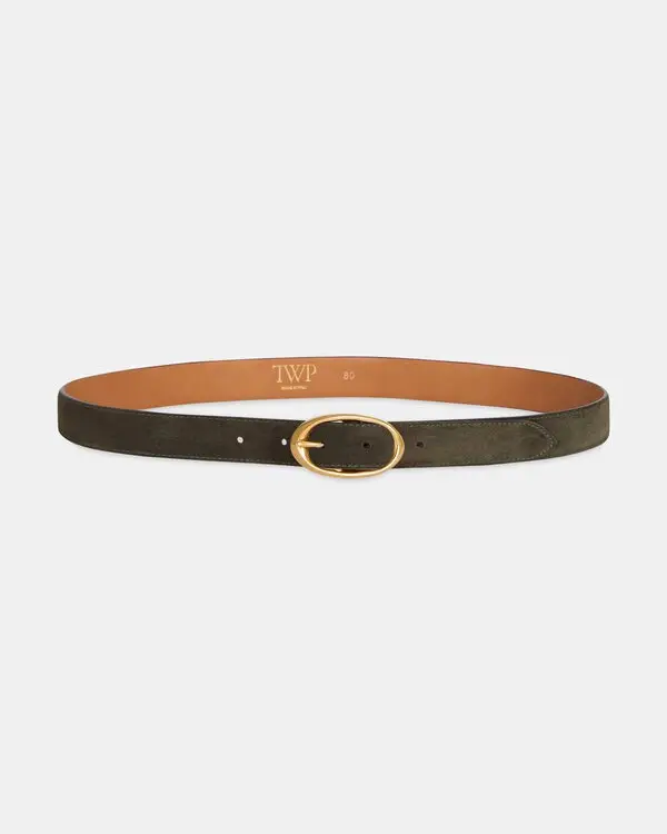TWP Narrow Belt In Suede - Military