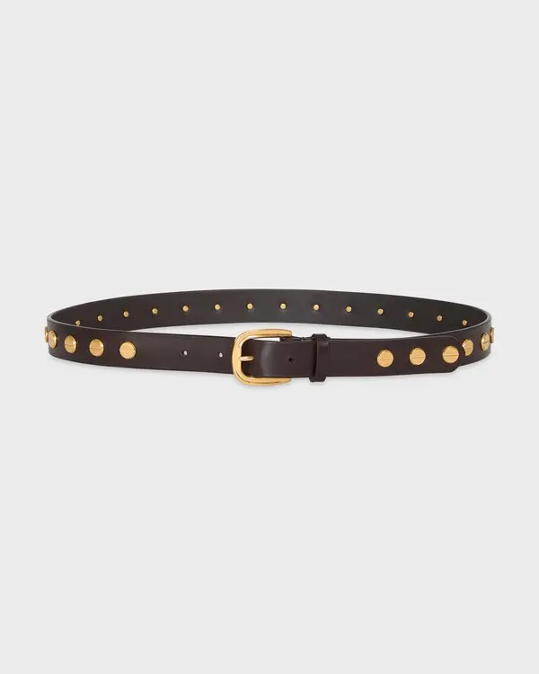 TWP Narrow Nailhead Leather Belt - Dakota