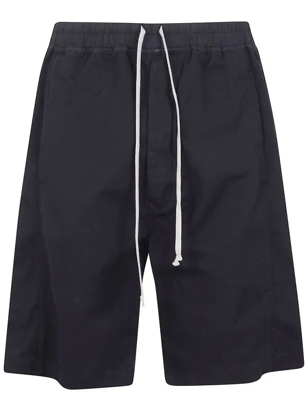 Rick Owens Wide Leg Shorts With Drawstring Waist - Black