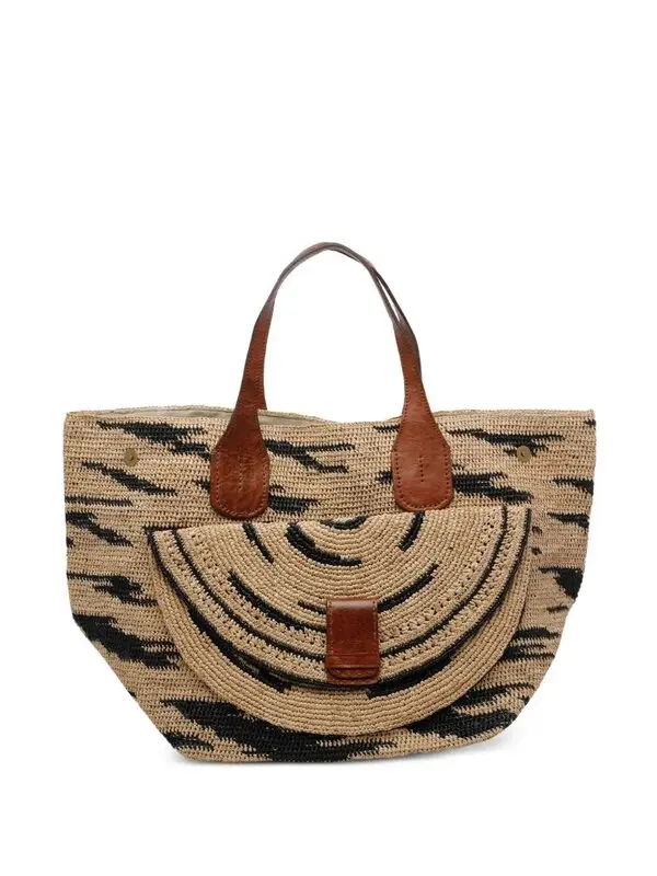 IBELIV Laza Ii Zebra Raffia Bag - Black