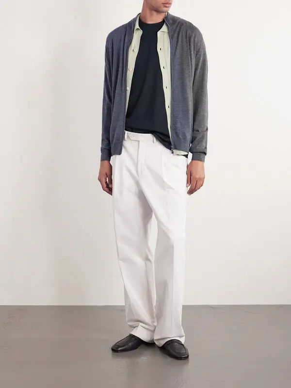 PIACENZA CASHMERE 1733 Slim-fit Virgin Wool Zip-up Cardigan