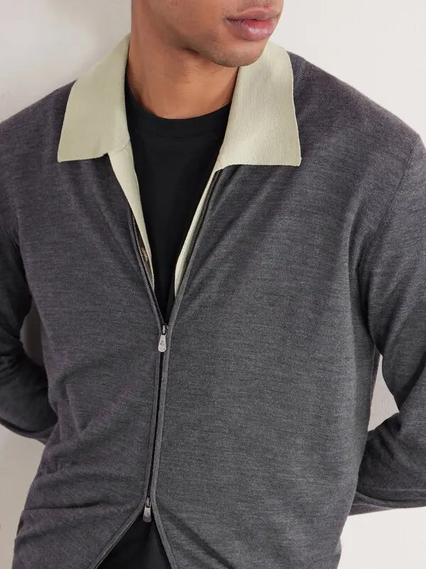 PIACENZA CASHMERE 1733 Slim-fit Virgin Wool Zip-up Cardigan