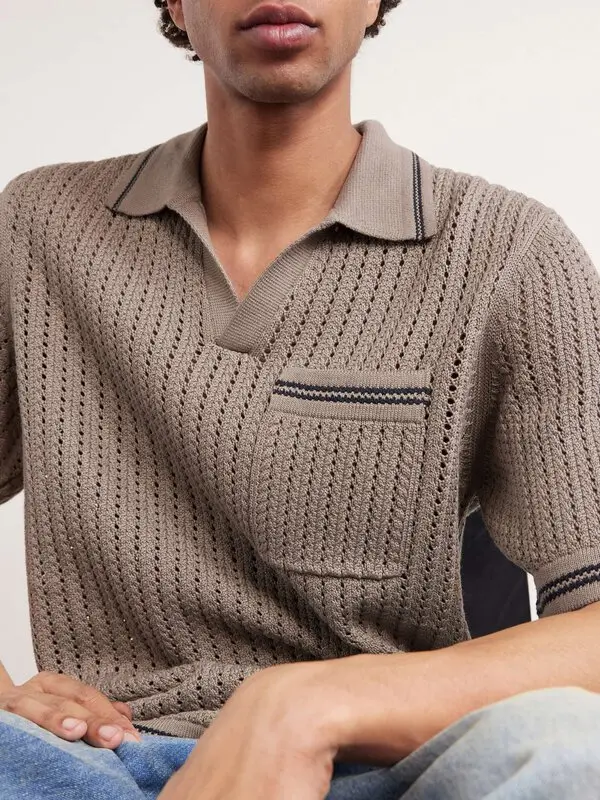 Rag & Bone Johnny Crocheted Cotton-blend Polo Shirt