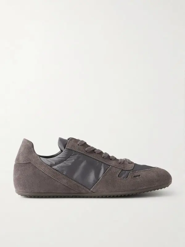 Rick Owens Minimal Suede And Nylon Sneakers - Brown