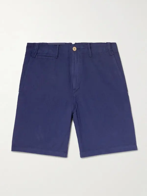 Polo Ralph Lauren Straight-leg Cotton And Linen-blend Shorts - Blue