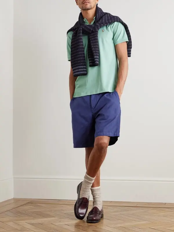Polo Ralph Lauren Straight-leg Cotton And Linen-blend Shorts - Blue