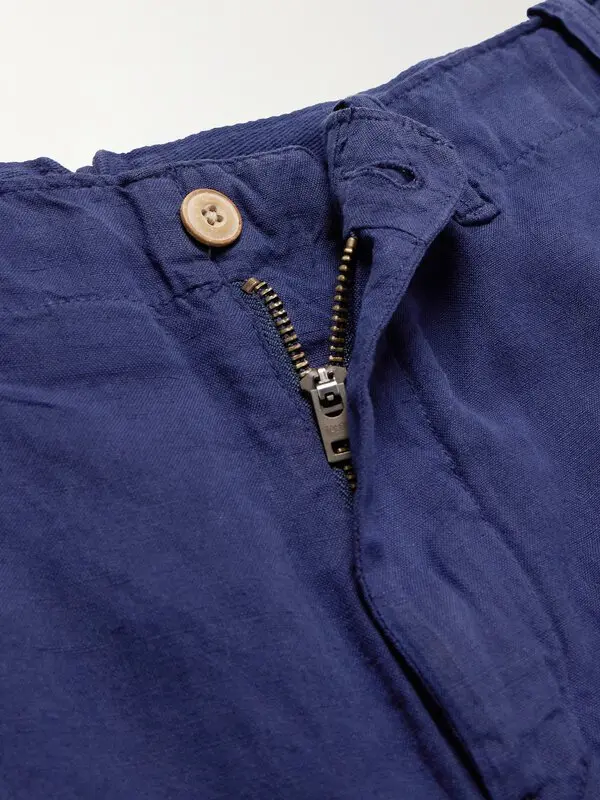 Polo Ralph Lauren Straight-leg Cotton And Linen-blend Shorts - Blue
