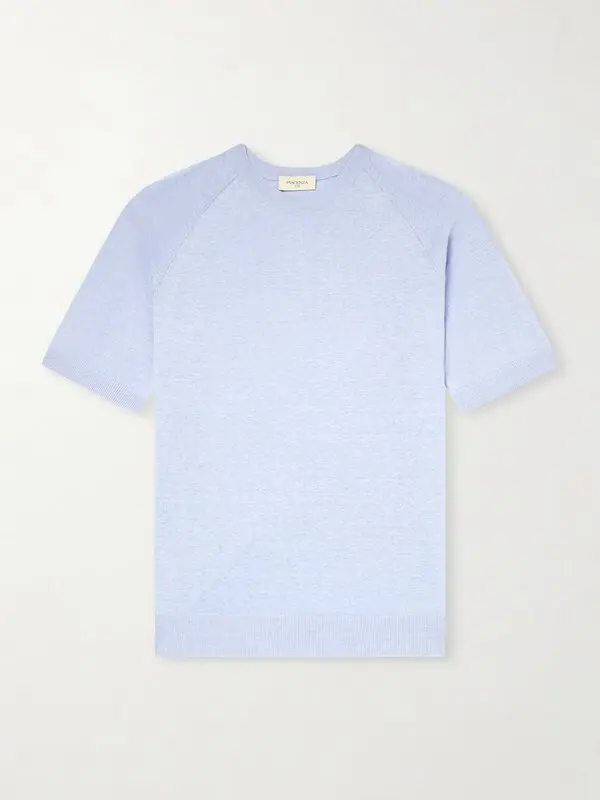PIACENZA CASHMERE 1733 Silk And Linen-blend T-shirt - Blue