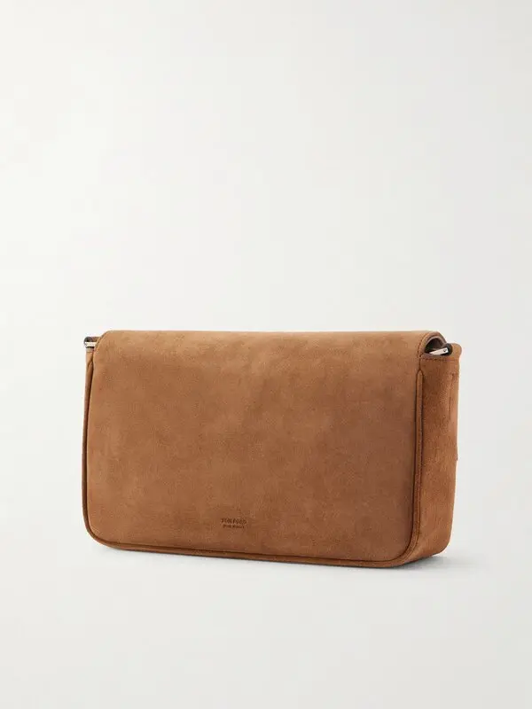 TOM FORD Small Suede Shoulder Bag - Brown