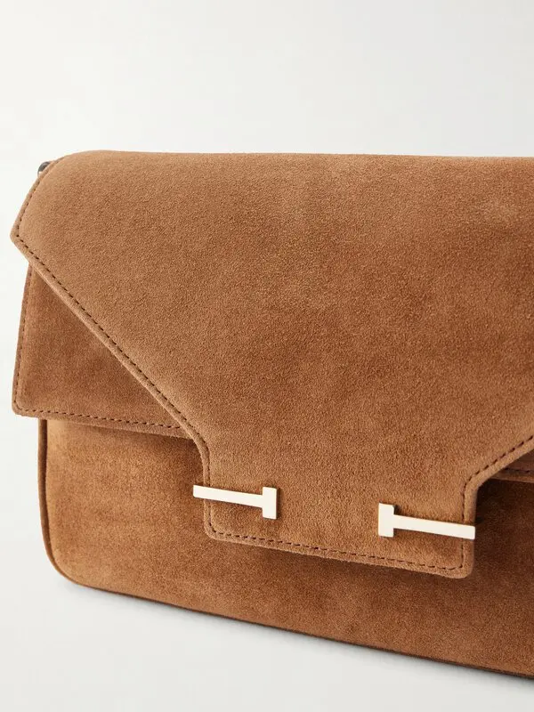 TOM FORD Small Suede Shoulder Bag - Brown