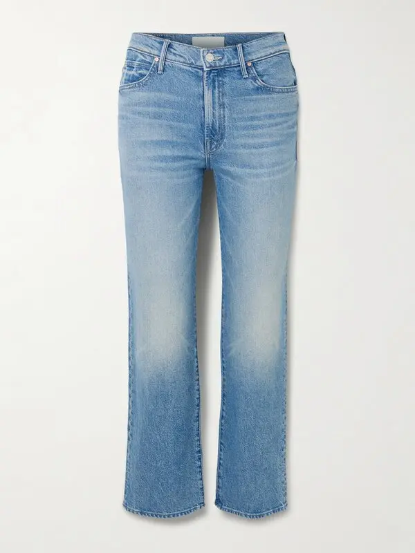 MOTHER The Kick It Ankle Mid-rise Bootcut Jeans - Blue
