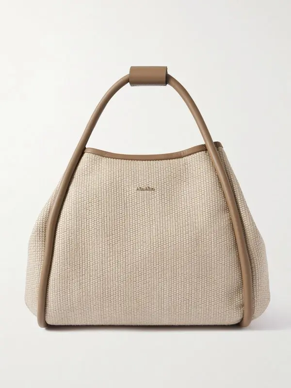 Max Mara Leather-trimmed Faux Raffia Tote - Neutrals